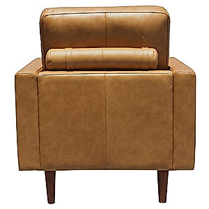 Amazon Brand – Rivet Cove Mid-Century Modern Tufted Leather Accent Chair, 32.7"W, Caramel