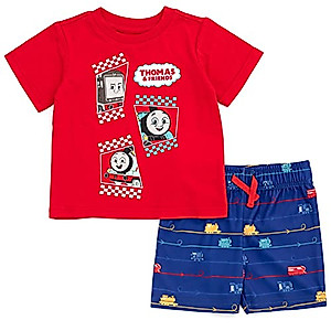 THOMAS & FRIENDS Infant Baby Boys T-Shirt and Shorts Outfit Set Red/Blue 18 Months