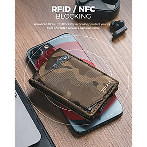 VULKIT Pop Up Wallet for Men, Credit Card Holder Minimalist Slim Bifold Wallets RFID Blocking with Gift Box Desert Camouflage