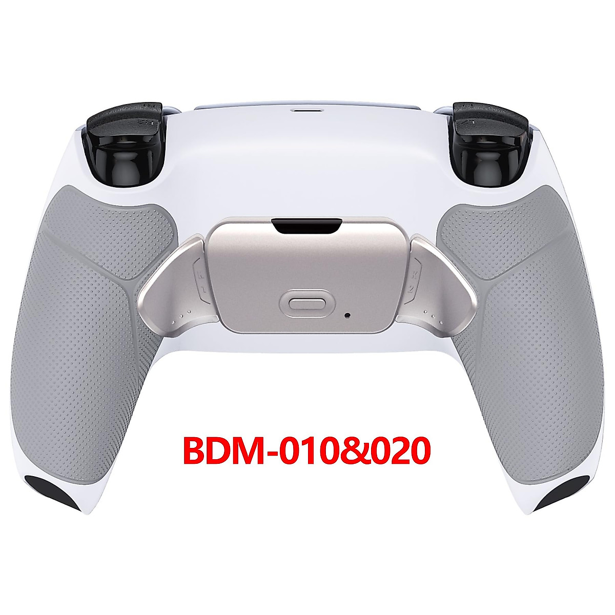 eXtremeRate Silver Real Metal Buttons (RMB) Version Rise 2.0 Remap Kit for PS5 Controller BDM-010 020 Gray Rubberized Grip Back Shell, Upgraded Programable Back Buttons Attachment for PS5 Controller