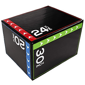 Signature Fitness 20 Inch x 24 Inch x 30 Inch 3 in 1 Foam Plyometric Box Jumping Exercise Trainer, 16-Pound, Reinforced Core