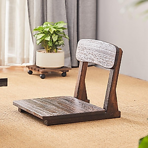 GZQWDC Japanese Floor Chair,Tatami Zaisu Meditation Yoga Chair Indoor Outdoor with Back Support,Bed Chair,Floor Seating (Wood)