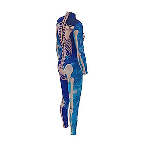 Honeystore Women's Halloween Skeleton Catsuit Costume 3D Stretch Skinny Bodysuit bds-97004 M