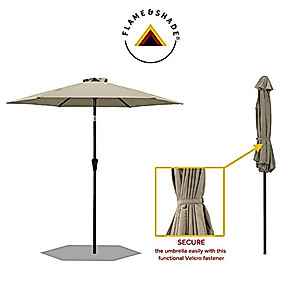 FLAME&SHADE 7.5 ft Outdoor Market Patio Table Umbrella with Tilt, Taupe