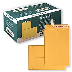 Xxcxpark 250 PCS 6x9 inches Security Catalog Envelopes Printable Self Seal Envelopes, Anti Tear brown Kraft Envelopes for Invitation Cards, Pictures, Photos, Documents