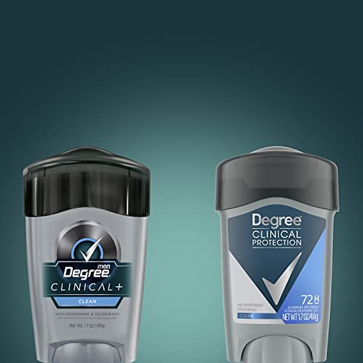 Degree Men Clinical Protection Antiperspirant Deodorant 72-Hour Sweat & Odor Protection Clean Prescription-Strength Antiperspirant For Men with MotionSense Technology 1.7 oz, Pack of 2