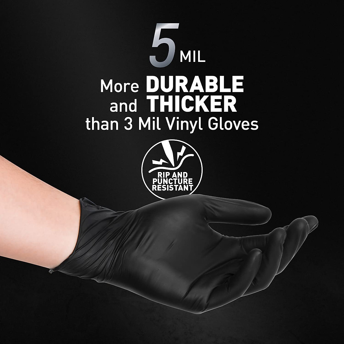 OKIAAS Black Disposable Gloves Small, Vinyl Gloves Disposable Latex Free, 5 mil, 50 Count, for Food Prep, Household Cleaning, Hair Dye, Tattoo