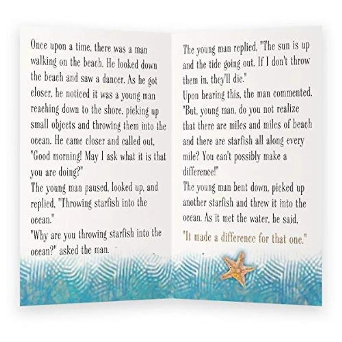 Smiling Wisdom - Starfish Story Appreciation Small Keepsake Card and Keychain Gift Set - You Make a Profound Difference - Ornate Swirl Keychain