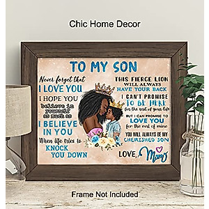 African Americans Mother Wall Art & Decor - Black women Wall Art - Nursery Decor - Little Boy Bedroom Decor - Baby shower Gift - Mother Son Life Empowerment Inspirational Quotes Poster UNFRAMED 8x10