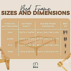 Bme Chalipa 14” Full Size Bed Frame - Wood Platform Bed - Wood Slat Support - No Box Spring Needed - Easy Assembly - Minimalist & Modern Style, Natural