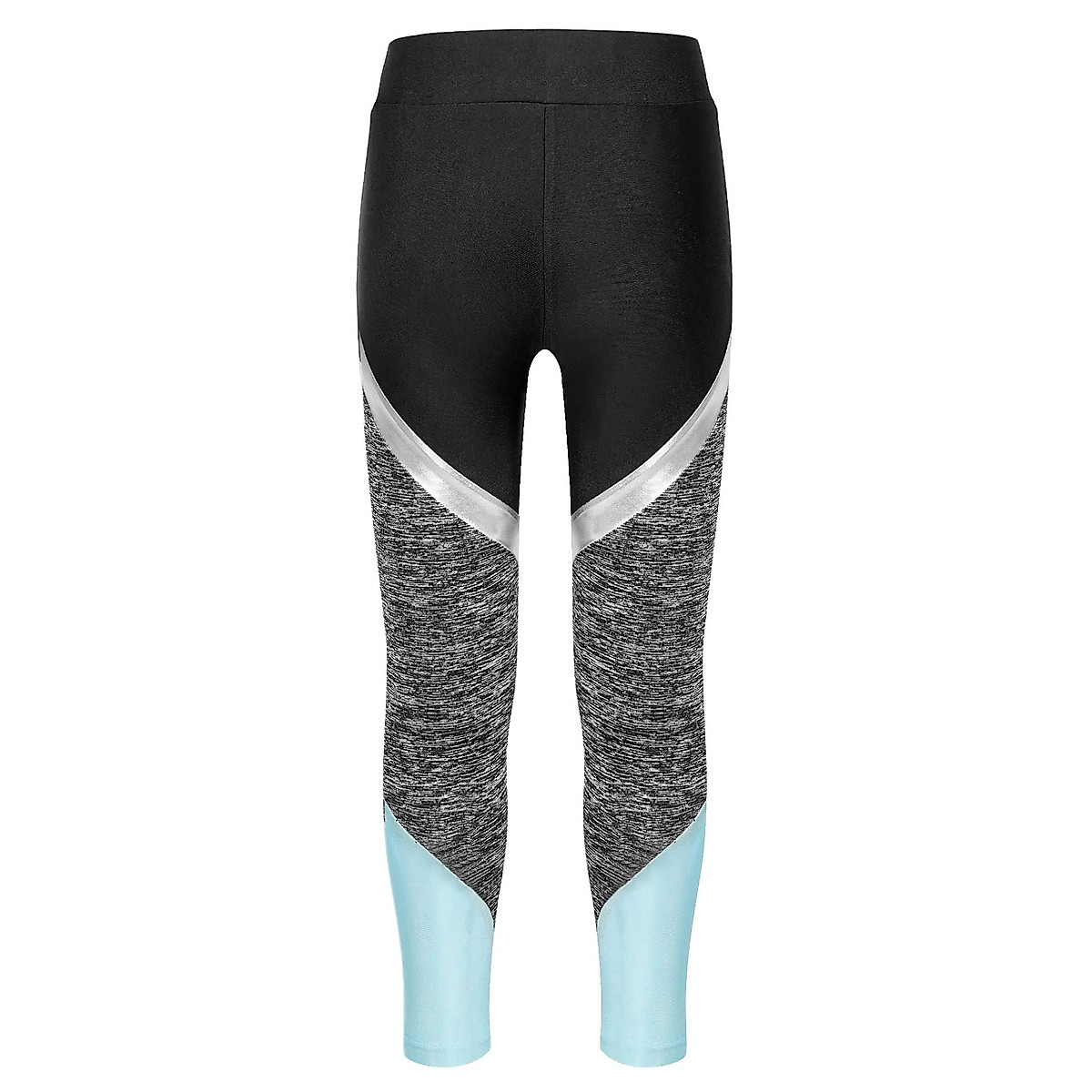 TiaoBug Kids Girls Athletic Leggings Yoga Pants Stretch Full Length Leggings Tights for Gymnastics Ballet Dance Light Blue 10 Years