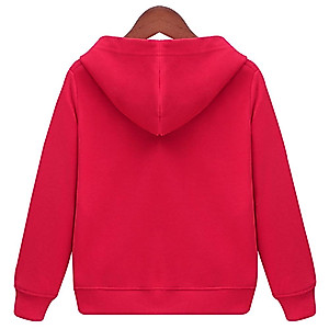 HAXICO Unisex Children Solid Zip-Up Hooded Sweatshirt Toddler Baby Boys Girls Classic Hoodie Cotton Tops Blouse Red, 3T