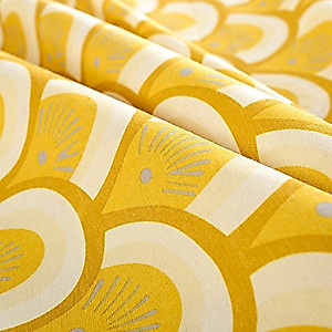VOGOL Thermal Insulated Window Room Grommet Curtain Drapes for Bedroom and Living Room, Set of 2 Curtains & Panels, 52 x 84 Inches, Yellow Geo Pattern in White
