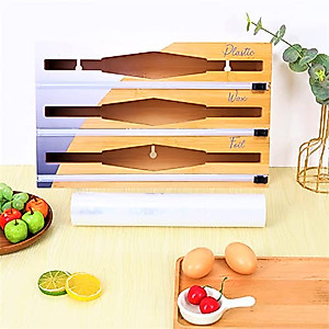 3 in 1 Foil and Plastic Wrap Organizer - Durable Plastic Wrap Dispenser with Cutter - Aluminium Foil Dispenser with Cutter - Saran Wrap Dispenser With Cutter - Tin Foil Organizer for Drawer