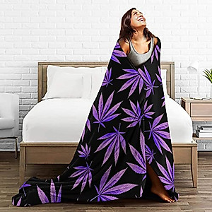DICITNET Purple Weeds Leaf Pattern Blanket Throw Blanket Lightweight Microfiber Blankets for Bed Couch Sofa Blanket Quilt 50"X40"