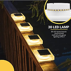 SOLPEX Outdoor Post Cap Lights - 35 Lumens, 30 LED Super Bright, Warm White, 2 Pack for Fence, Deck or Patio