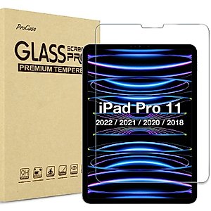 ProCase for iPad Pro 11 Inch 4 3 2 1 Gen 2022 2021 2020 2018 Screen Protector, Tempered Glass Protective Film Guard for iPad Pro 11" 4th 3rd 2nd 1st