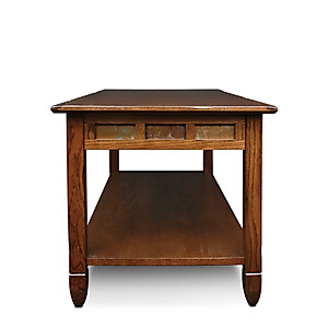 Leick Home 10058 Slate Tile Coffee Table with Shelf, 20 in x 38 in x 20.5 in, Rustic Oak