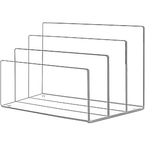 KTRIO Acrylic File Holder 3 Sections, File Organizer for Desk Clear Desk Organizer File Sorter File Folder Holder Mail Organizer Letter Holder for Envelopes, Mail, Electronics