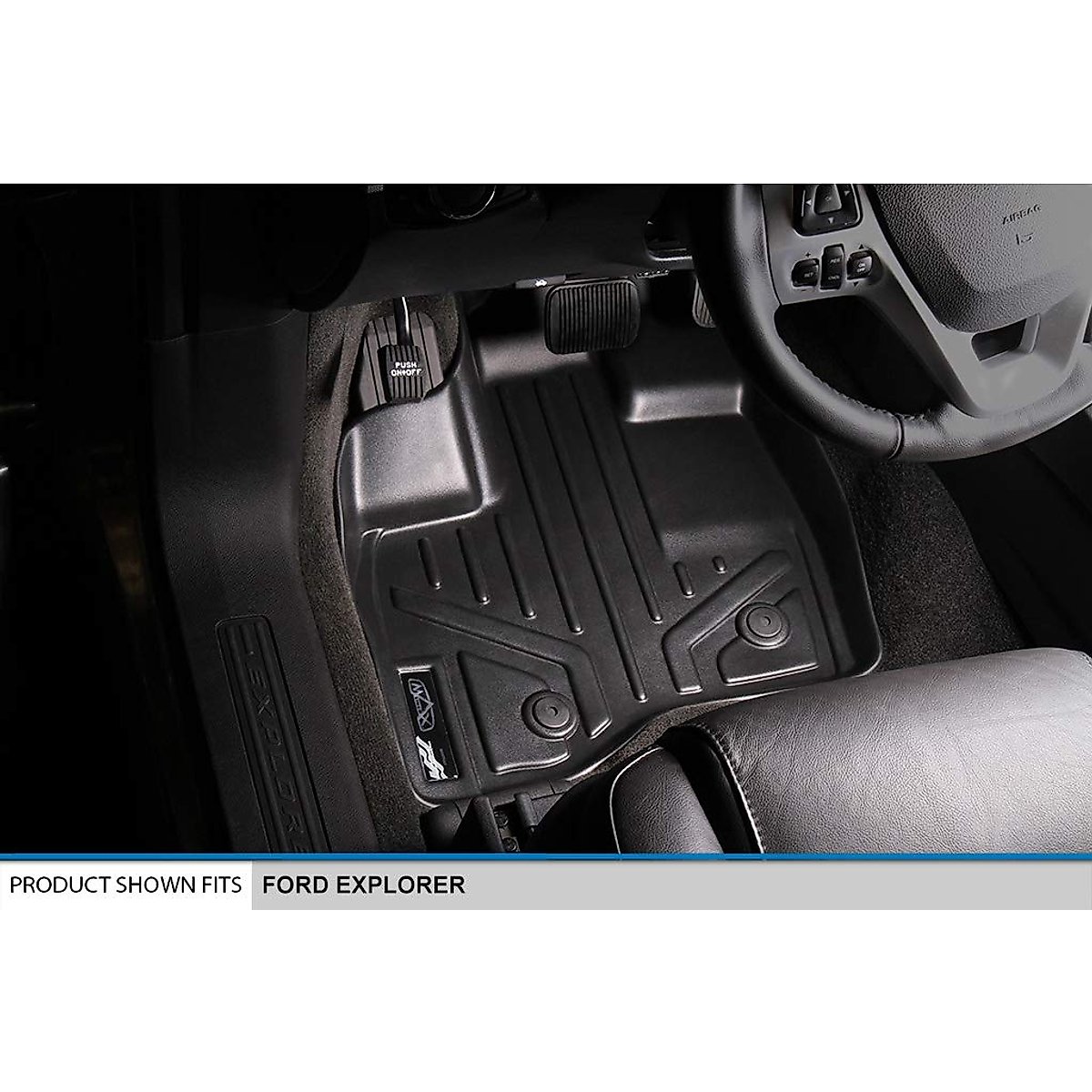 SMARTLINER Custom Fit Floor Mats 2 Row Liner Set Black for 2017-2019 Ford Explorer Without 2nd Row Center Console