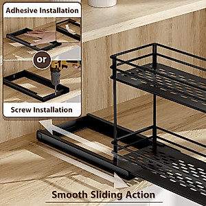 Tikea Spice Rack Organizer 2-Pack, 2-Tier Pull Out Seasoning Rack for Kitchen Cabinet, Spice Drawer Organizer Shelf for Small Space, Condiment Storage, 5.3''W x 10.4''D x 8.9''H