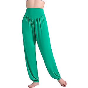 Hoerev Green Super Soft Modal Spandex Harem Yoga Pilates Pants
