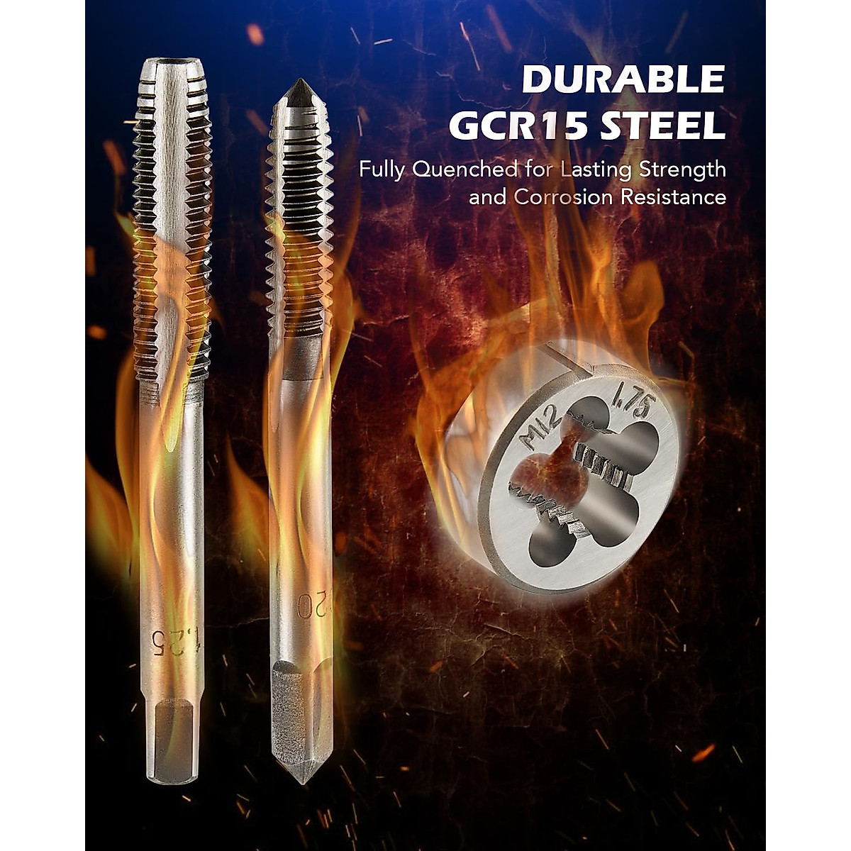OMT SAE & Metric Tap and Die Set 80pcs | SAE Thread Types: NC, NF, NPT | Tap Die Set Metric SAE Standard for Cutting External and Internal Threads