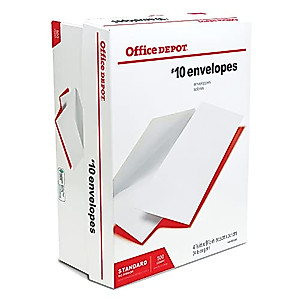 Office Depot All-Purpose Envelopes, 10 (4 1/8in. x 9 1/2in.), White, Box of 500, 12010