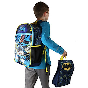 DC Comics Batman Boys 16" Backpack 5 piece School Set (One Size, Blue)