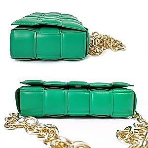 Ling Chuang Woven Crossbody Handbag Purse for Women, Chain Woven Leather Small Handbags Clutch Square Bag Weave Chain Shoulder Bags…