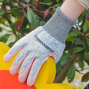 HOMEANING Gardening Gloves for Women and Men, Nitrile & Rubber Coated Protective Gloves, Garden Gloves Thorn Proof, Outdoor Work Gloves, Blue, Green, Grey, Pink (Medium, Rubber- 2 Pairs- Pink)