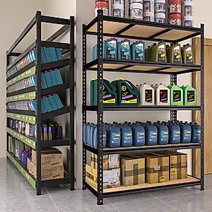 MUPATER 48''W Metal Storage Shelves, 5 Tier Shelves and Adjustable Shelves, Garage Shelving Unit, Standing Utility Shelf Racks for Pantry Warehouse Kitchen, 47.83" W x 23.82" D x 72.05" H