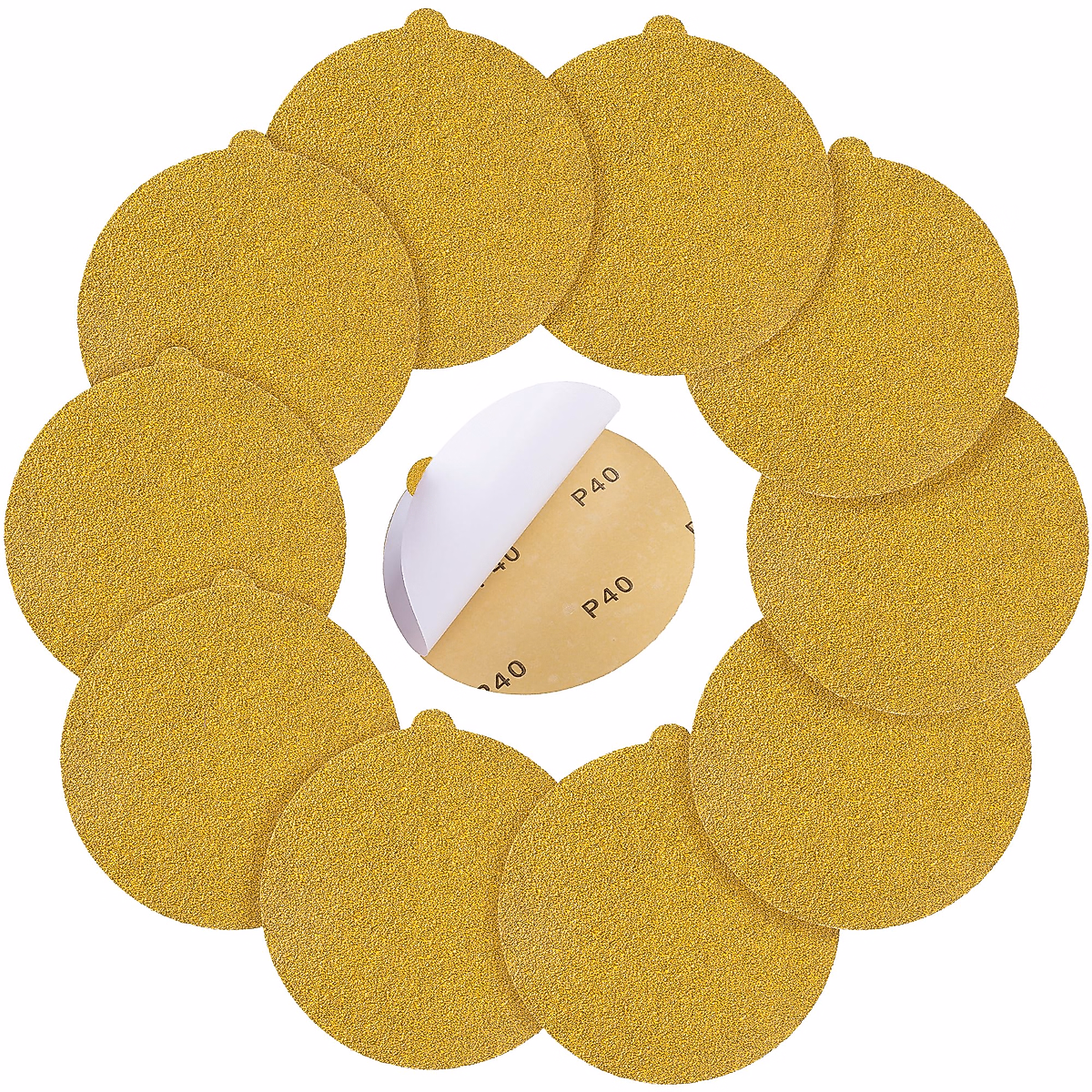 Shawya 50 PCS 6 Inch PSA Sanding Discs 40 Grit Self Adhesive Sticky-Back Sandpaper for DA Sander Finishing Abrasive Sand Paper Woodworking Wood Metal Sanding Disc