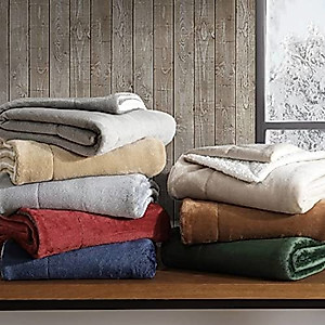 Eddie Bauer Ultra-Plush Collection Throw Blanket-Reversible Sherpa Fleece Cover, Soft & Cozy, Perfect for Bed or Couch, Oyster