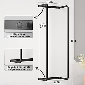Towel Rack for Bathroom, Wall Mounted Stainless Steel Bathroom Organizer, Bath Towel Holder Wall Towel Rack for Rolled Towels, for Modern Small Space Bathroom Towel Storage - Black