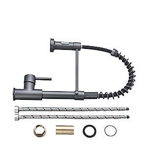 Brushed Nickel Kitchen Faucet Countertop Mount Mixer Faucet 360 Degree Swing Flow Sprayer Nozzle Kitchen Sink Hot and Cold Faucet (Color : Brushed Nickel A)