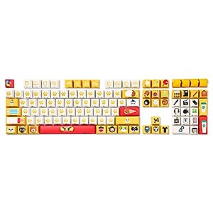 LTC LavaCaps PBT Double Shot108 Keycaps Set, Cat's Claw Sublimation OEM Profile for ANSI US Layout 61/87 TKL/104/108 Keys Mechanical Keyboard, with Keycap Puller - (Only Keycaps), Yellow