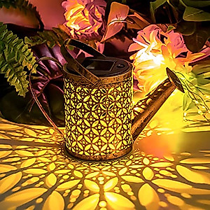 Upgrade Large Watering Can with Lights - Solar garden lights, Waterproof Solar Lanterns Garden Decorations for Outdoor, Pathway, Yard, Deck, Lawn, Patio, Walkway, Courtyard Party Decor Gardening Gift