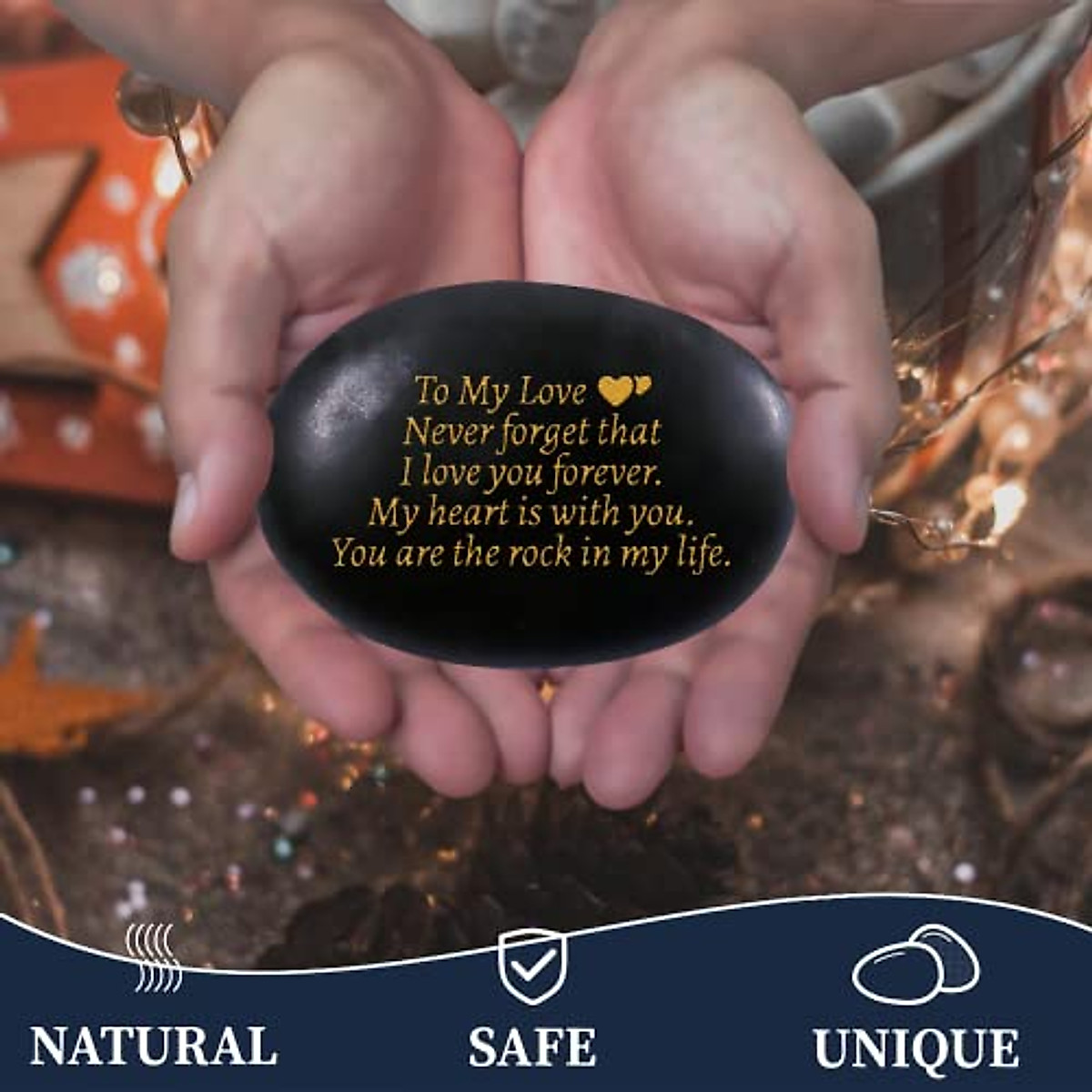 Anniversary Wedding Gifts for Him Her Boyfriend Girlfriend Husband Wife, Unique Engraved Rock Gifts with Romantic Words, Couples Gifts for Wedding Birthday