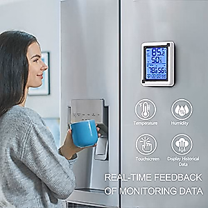 AUING Hygrometer Indoor Outdoor Thermometer Wireless Temperature Gauge Meter and ​Humidity Monitor with Touchscreen and Waterproof Outdoor Temperature Monitor,200ft/60m Range