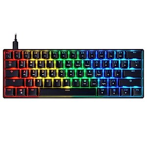 Mizar MZ60 Luna Mechanical Gaming Keyboard | 60% Keyboard 62 Key ANSI US Layout | RGB LED Backlit | Anti Ghosting NKRO | Progammable Macro Keys | Hotswap Gateron Optical Brown Switches | Black