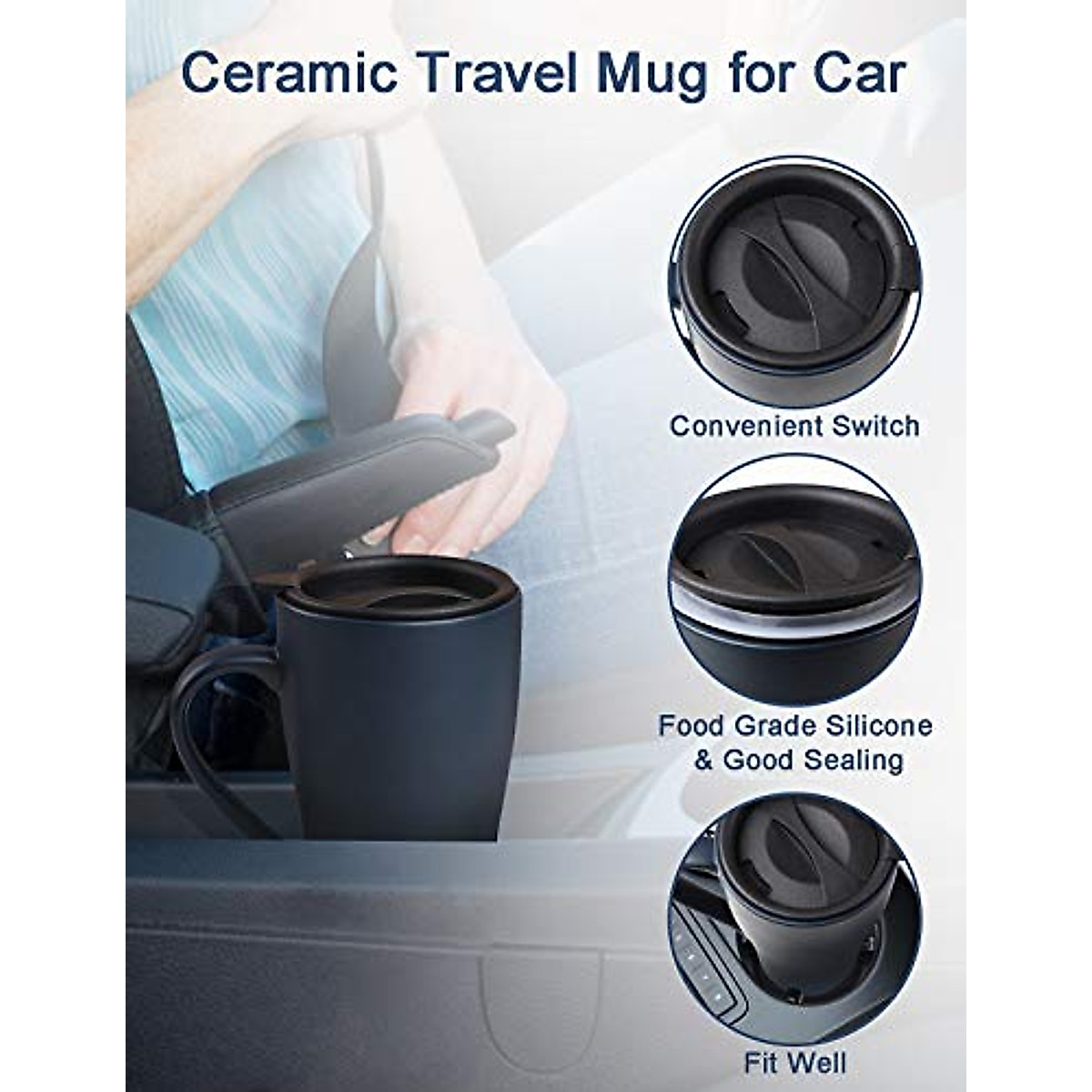 ARRADEN Tea Cup with Infuser and 2 Lids, 18oz Large Tea Infuser Mug, Tea Strainer Cup for Loose Tea, Travel Mug with Tea Bag Holder (Royal Blue)