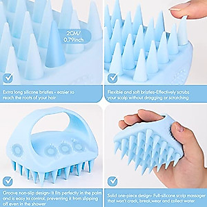 Bsisme Hair Scalp Massager Shampoo Brush, Scalp Care Hair Brush with Soft Silicone Bristles for Dandruff Removal and Hair Growth, Shower Hair Scalp Scrubber for Wet Dry Men Women Kids Pets Hair, Blue