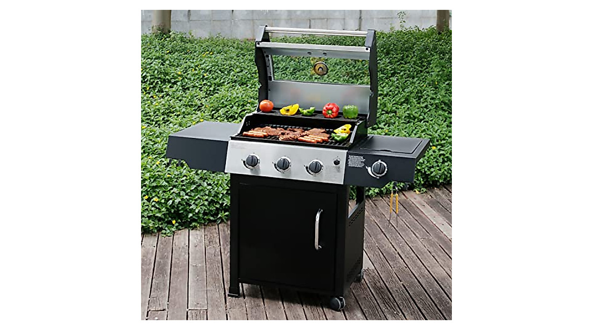Propane Gas Grill 3-Burner Stainless Steel 48,000 BTU | Kadorer