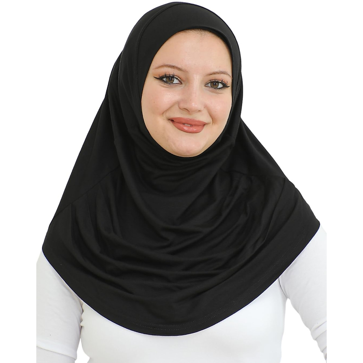 Prien Plain Ready To Wear Hijab for Women, Muslim Instant Turbans, Soft Jersey Scarf, Islamic Clothes, Long Hijabs, Abaya (Black)