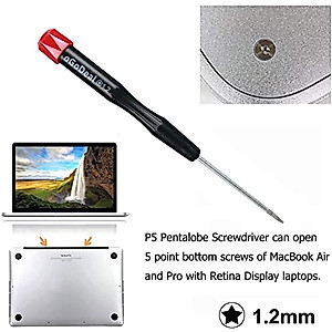 oGoDeal P2 P5 P6 Pentalobe Screwdriver, 5-Point Star, 0.8 mm, 1.2 mm and 1.5 mm, T5 Trox, Screwdriver for Apple, iPhone, Macbook Pro & Air and Retina and Repair Tool