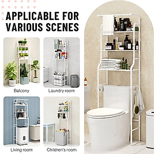 DOFIMATE Over The Toilet Storage Cabinet,Metal 3 Tier Bathroom Organizer Shelf Over Toilet,Stable Freestanding Above Toilet Stand,Stable Freestanding Bathroom Organizer Above Toilet Stand Shelf,White