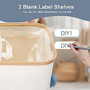 Laundry Hamper 2 Section, 160L Extra Large Laundry Basket with Lid, Double Hampers with 2 Removable Bags for Bathroom, Bedroom, Home, Toy Organizer, Beige