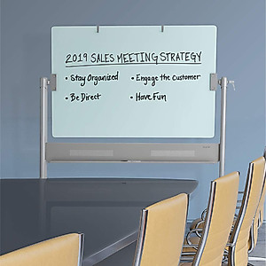 Quartet Easel, Magnetic, Glass Whiteboard, 4' x 3', Reversible, Portable, Flip Chart Holder, Infinity (ECM43G), Silver