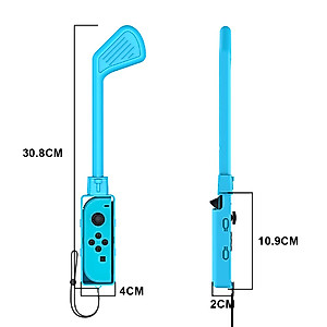 Uxilep Golf Club for Mario Golf: Super Rush - for Nintendo Switch Joy-con Accessories,Mini Golf Clubs Hand Grip Accessories with Wrist Strap for Joy Cons - 2 Pack (Red & Blue)
